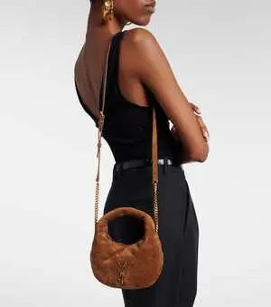 Saint Laurent Quilted Suede Mini Bag - Brown