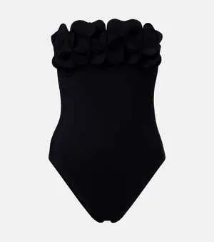 KARLA COLLETTO Tess Floral-appliqué Swimsuit - Black