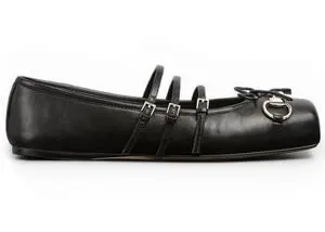 Gucci Horsebit Leather Ballet Flats - Black