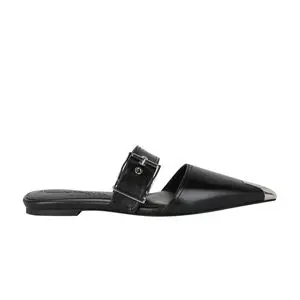 Alexander McQueen Punk Leather Flat - Black