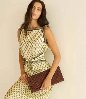 DÔEN Muriel Raffia Clutch - Marron Raffia