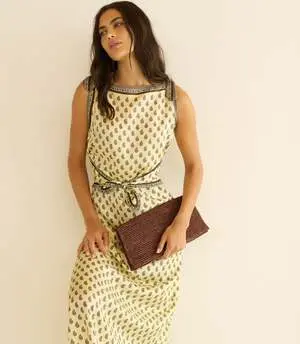 DÔEN Muriel Raffia Clutch - Marron Raffia