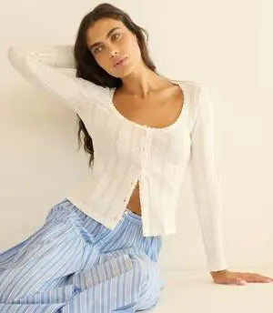 DÔEN Lori Pointelle Tee - Salt