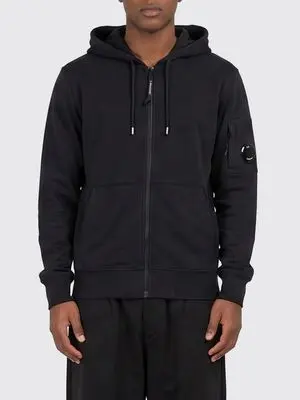 C.P. COMPANY C.p. Company Light Cotton Fleece Zip-Up Hoodie Black