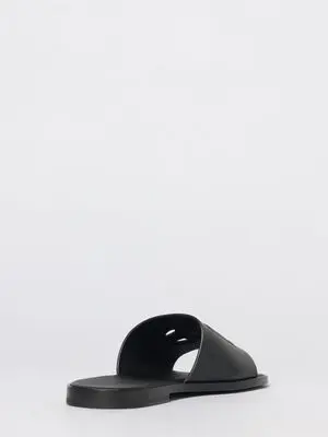 Dolce & Gabbana Smooth Calf Leather Dg Monogram Slides - Black