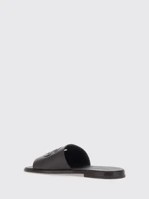 Dolce & Gabbana Calfskin Slides With Dg Monogram Detail - Brown
