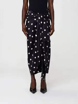 Sportmax Polka Dot Satin Midi Skirt - Black