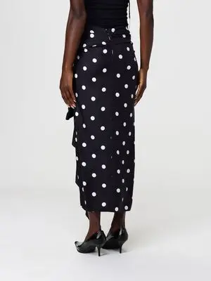 Sportmax Polka Dot Satin Midi Skirt - Black