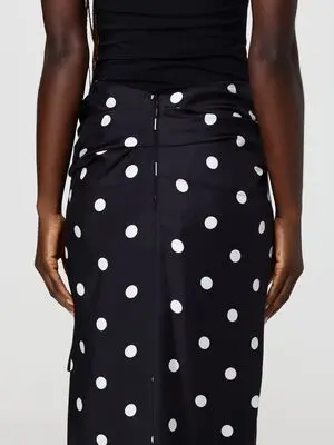Sportmax Polka Dot Satin Midi Skirt - Black