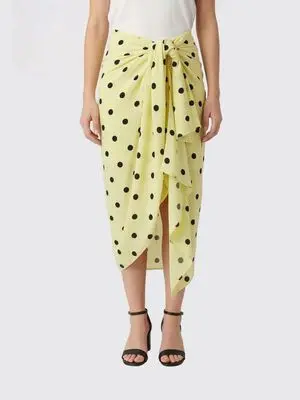 Sportmax Polka Dot Satin Midi Skirt - Yellow