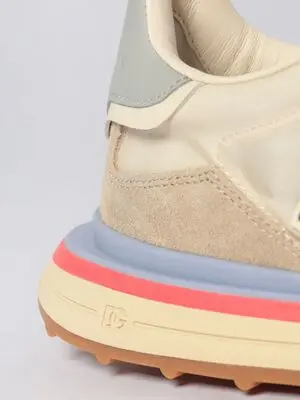 Dolce & Gabbana Suede And Nylon Lace Up Sneakers With Rhinestone Dg Monogram