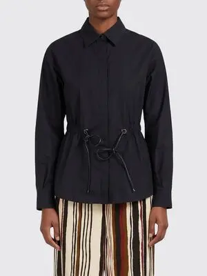 Max Mara Max Mara Cotton Poplin Shirt With Drawstring Waist Black