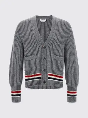 Thom Browne Ribbed Cardigan With Striped Accents