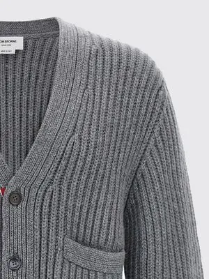 Thom Browne Ribbed Cardigan With Striped Accents