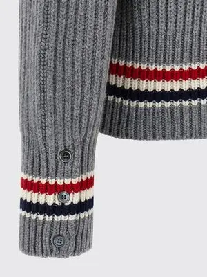 Thom Browne Ribbed Cardigan With Striped Accents