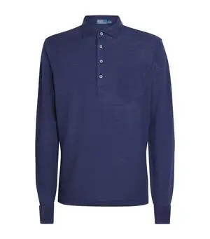 Polo Ralph Lauren Linen Long-sleeve Polo Shirt - Navy