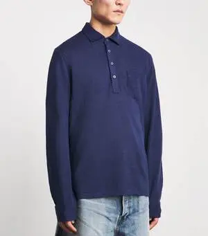 Polo Ralph Lauren Linen Long-sleeve Polo Shirt - Navy