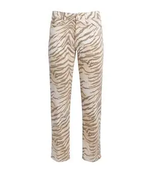 Good American Tiger Print Straight Jeans