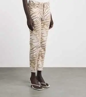 Good American Tiger Print Straight Jeans