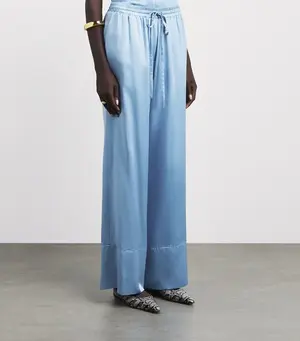 LAURA PITHARAS Silk Drawstring Trousers - Blue