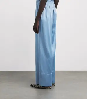 LAURA PITHARAS Silk Drawstring Trousers - Blue