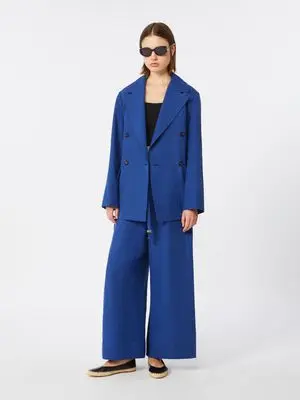 Max Mara Double-breasted Linen Canvas Jacket - Cornflower Blue