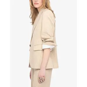 Zadig&Voltaire Vavy Striped Cotton And Linen-blend Blazer - Cookie