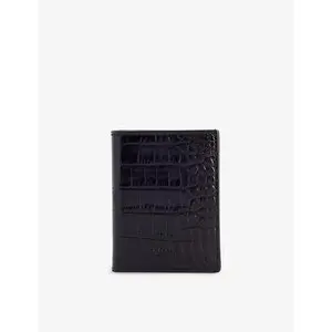 TOM FORD Croc-embossed Bi-fold Leather Card Holder - Espresso