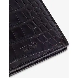 TOM FORD Croc-embossed Bi-fold Leather Card Holder