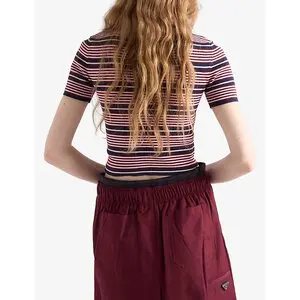 Prada Striped Cotton T-shirt - Blue