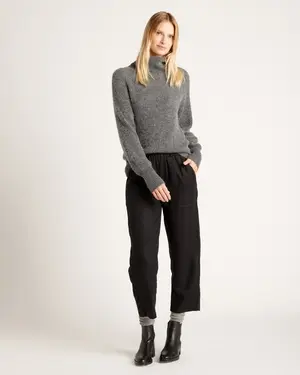Quince Alpaca Turtleneck Sweater - Charcoal