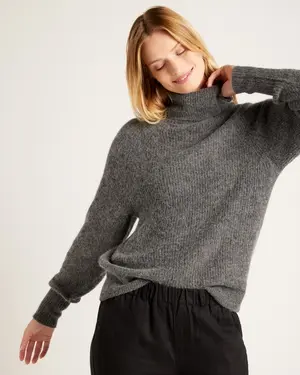 Quince Alpaca Turtleneck Sweater - Charcoal