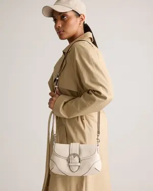 Quince Italian Leather Buckle Detail Shoulder Bag