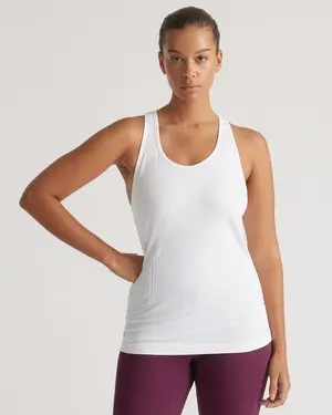 Quince Seamless Ruched Racerback Tank Top White