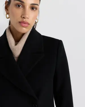 Quince Wool Cashmere Tailored Long Coat - Black