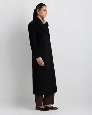 Quince Wool Cashmere Tailored Long Coat - Black