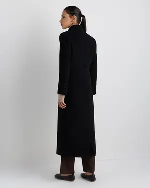 Quince Wool Cashmere Tailored Long Coat - Black