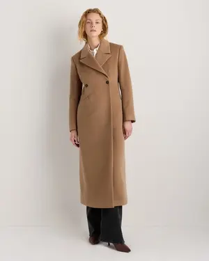 Quince Wool Cashmere Tailored Long Coat - Mocha Brown