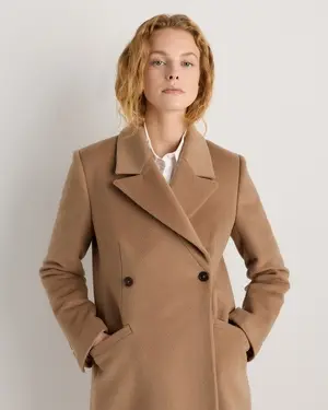 Quince Wool Cashmere Tailored Long Coat - Mocha Brown