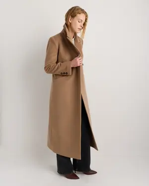 Quince Wool Cashmere Tailored Long Coat - Mocha Brown