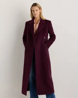 Quince QUINCE Wool Cashmere Tailored Long Coat Winetasting