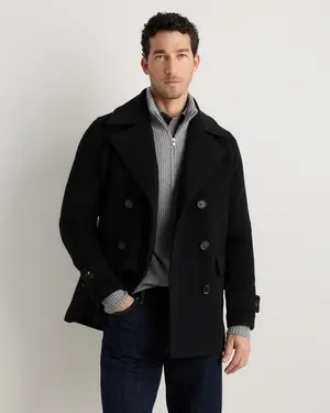 Quince Wool Cashmere Peacoat - Black