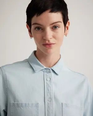 Quince Distressed Denim Shirt - Light Chambray