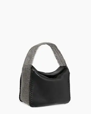 AIMEE Chain-mail Top Handle Bag - Black