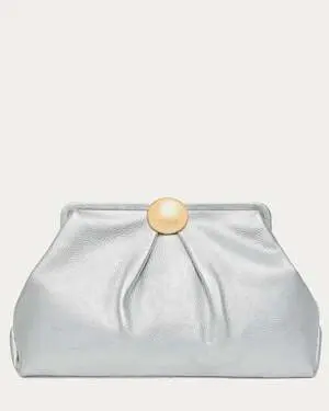 AIMEE Full Circle Xl Clutch - Pearlized Silver