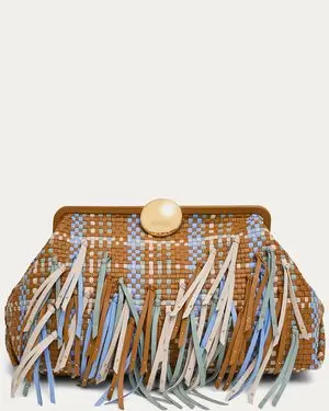 AIMEE Full Circle Novelty XL Clutch Latte Multi Woven