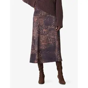 Whistles Animal Print Woven Midi Skirt