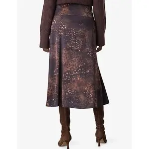 Whistles Animal Print Woven Midi Skirt