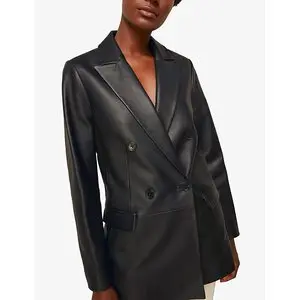 Whistles Aliza Leather Double-breasted Blazer
