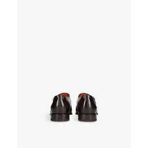 Santoni Adrian Leather Monk Shoes - Mid Brown
